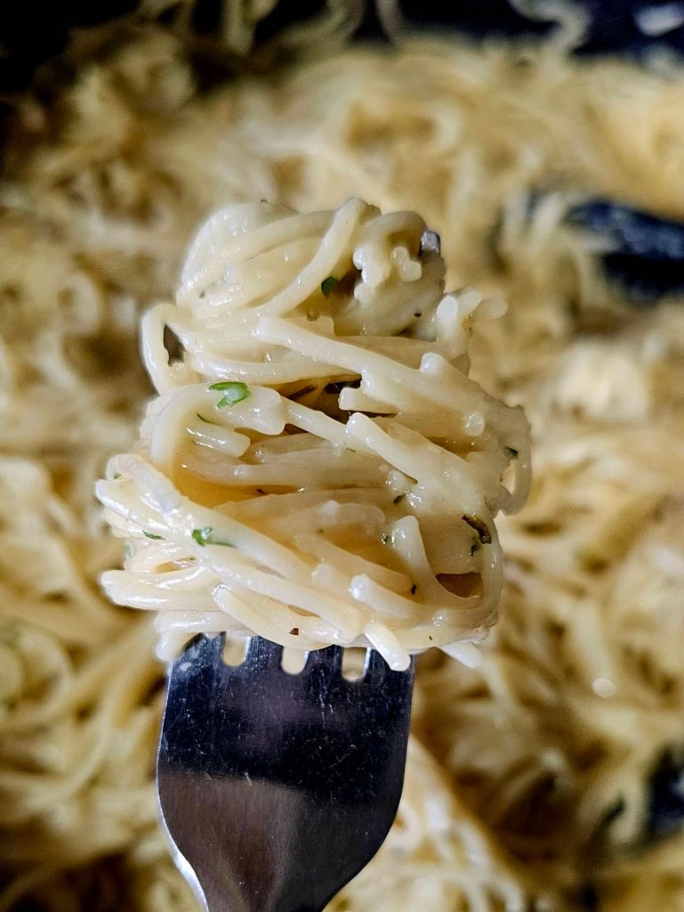 Garlic Herb Angel Hair Pasta - Homemade on a Weeknight